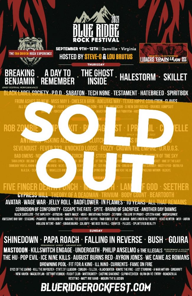 BLUE RIDGE ROCK FESTIVAL Sells Out Two Months In Advance Of Event - SRO PR